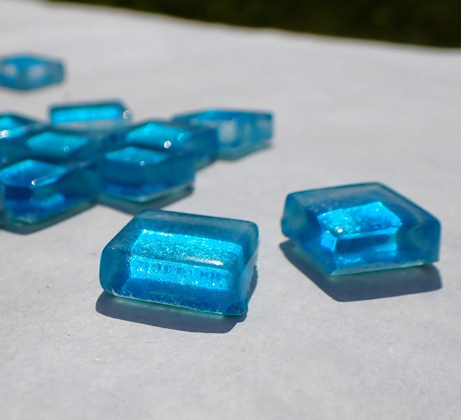 Electric Turquoise Foil Glass Mosaic Tiles - 12mm - 50g - Approx 25 Sq ...